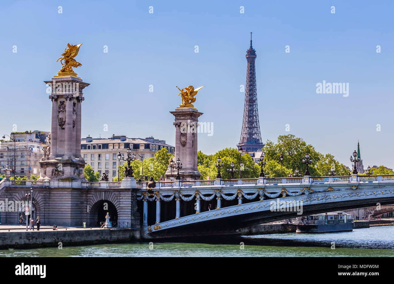 Alexander III Bridge across the Seine. Eiffel Tower. Paris, France ...