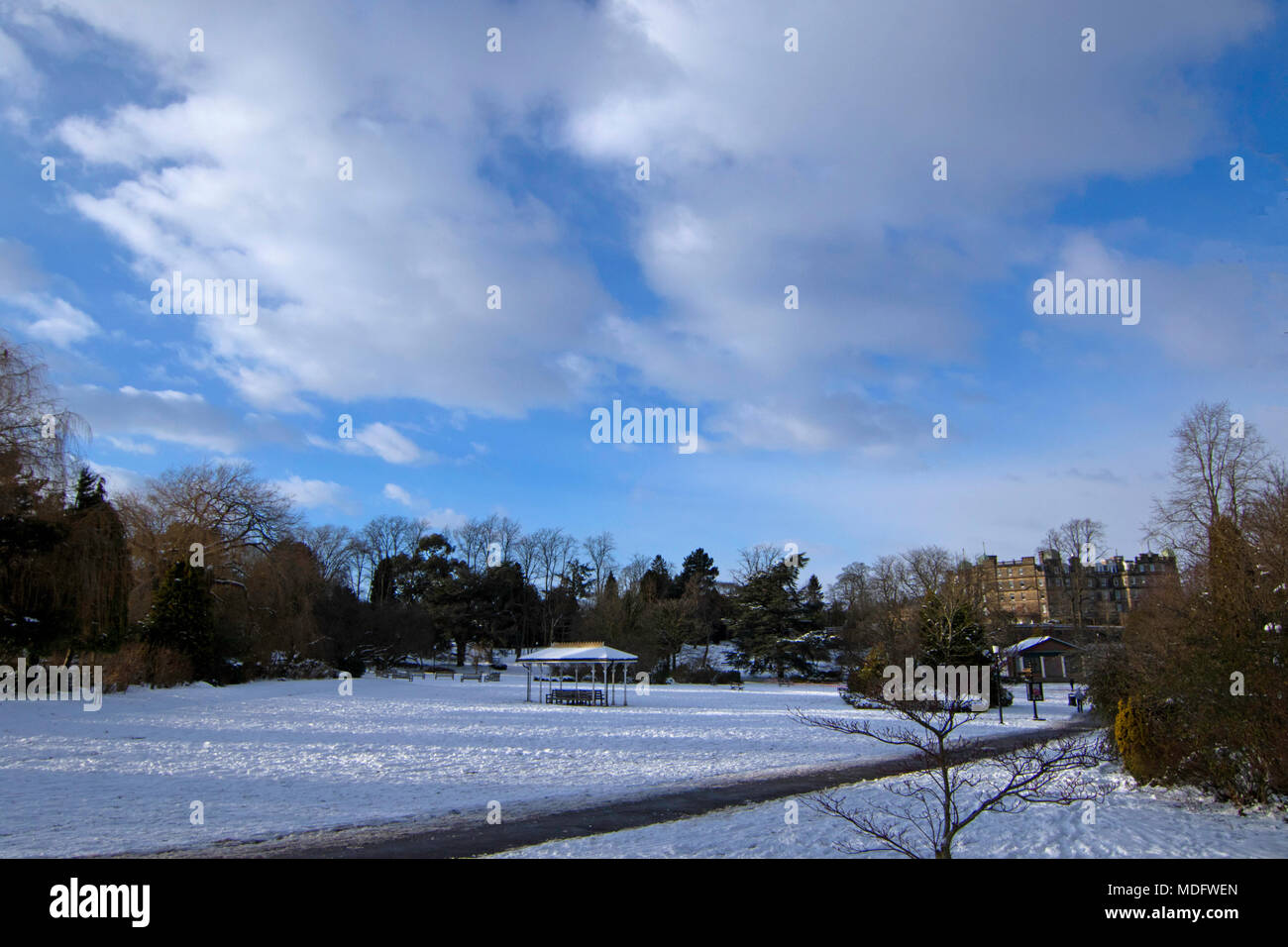 Wintry Scene in The Valley Gardens,North Yorkshire,England,UK Stock ...