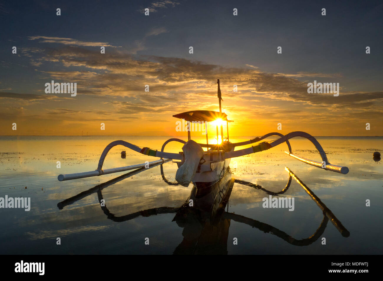 Traditional jukung boat on beach, Jember, East Java, Indonesia Stock ...