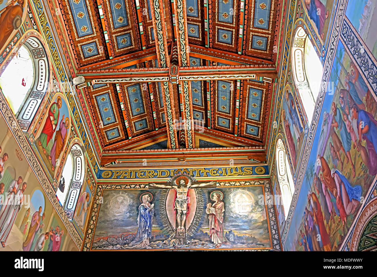 BEIT JAMAL, ISRAEL - SEPTEMBER 23, 2017: Internal painting on walls and ...