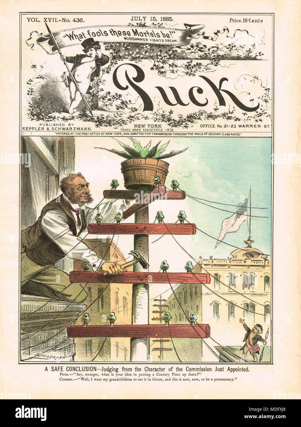 Expansion of the telephone, Puck, 1885 Stock Photo - Alamy