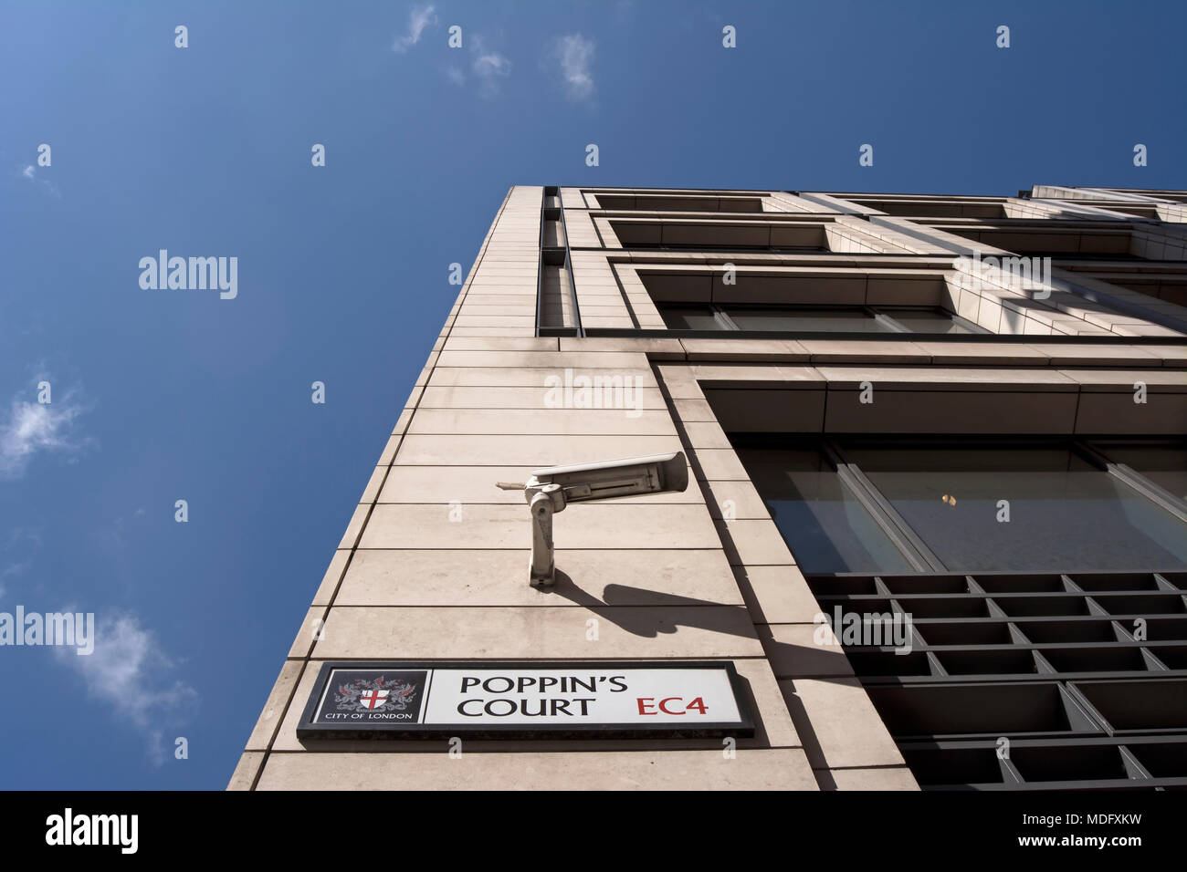 street name sign for poppin's court, in the city of london, england ...