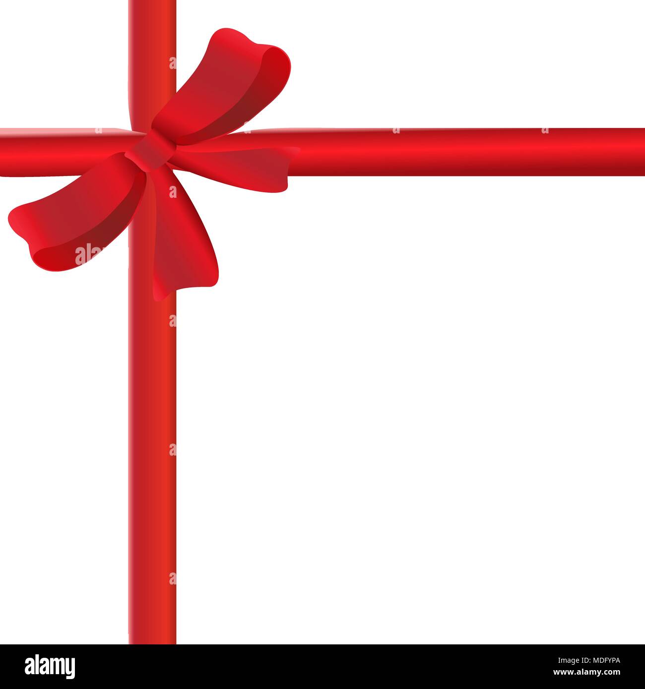 red ribbon with ribbon on white background vector illustration Stock ...