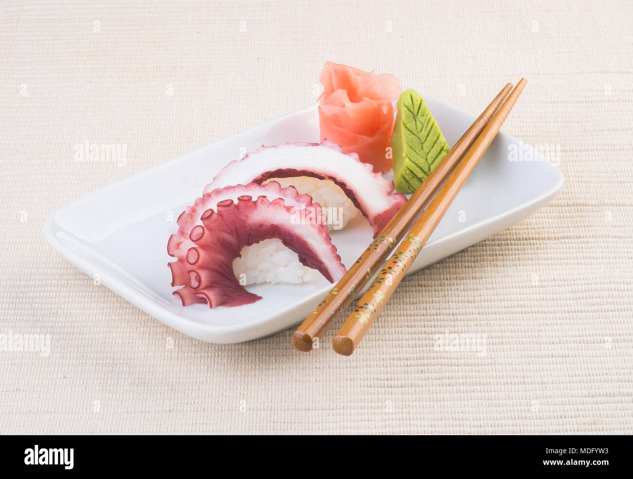 japanese cuisine. sushi octopus on background Stock Photo - Alamy