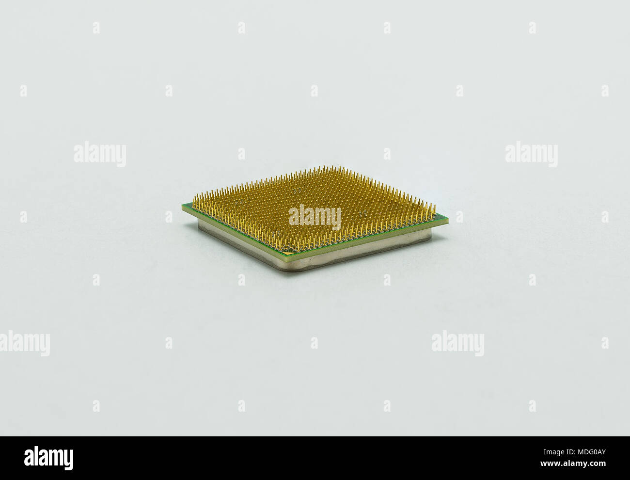 Computer microprocessor CPU close up, isolated on white background with ...
