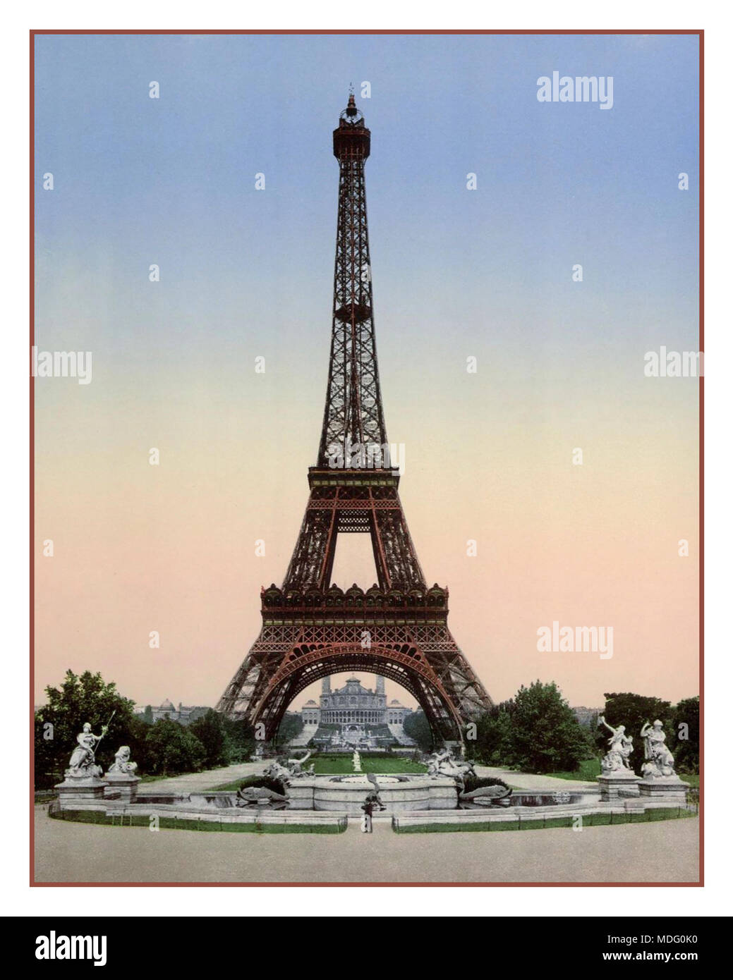 Old Eiffel Tower 1900's Vintage Historic photochrom colour image of ...