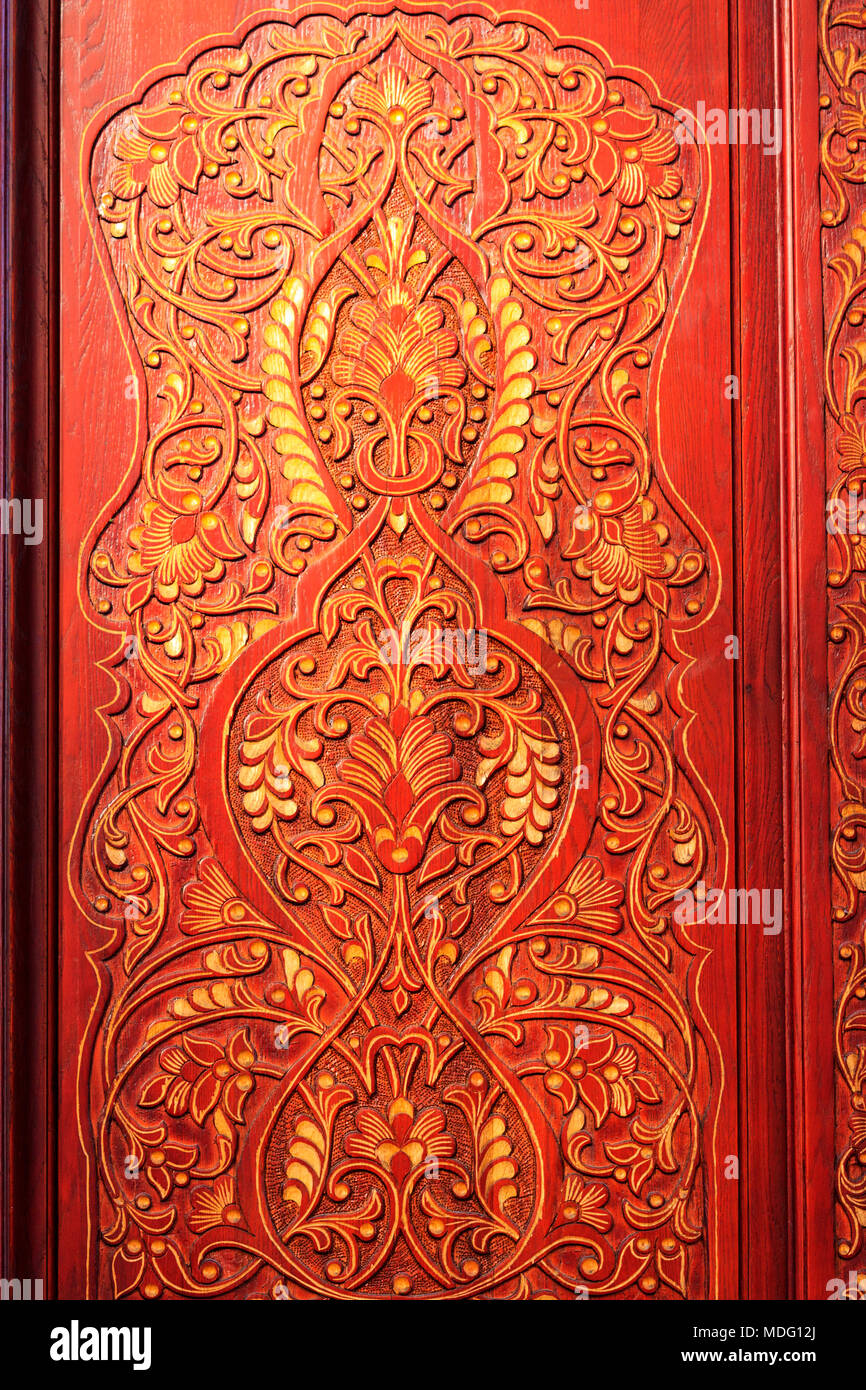 oriental patterns carved on beautiful doors, construction, design and ...