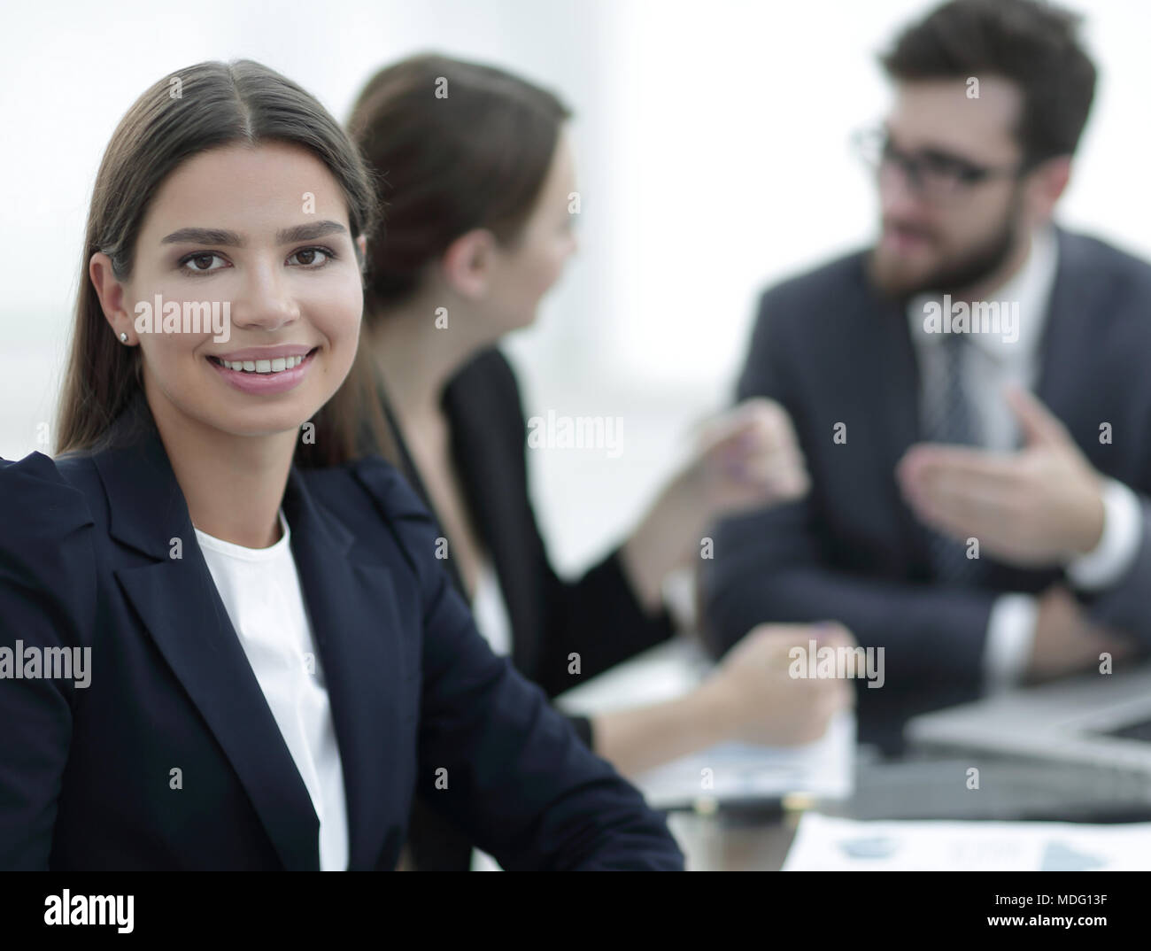 closeup.employees in the office Stock Photo - Alamy