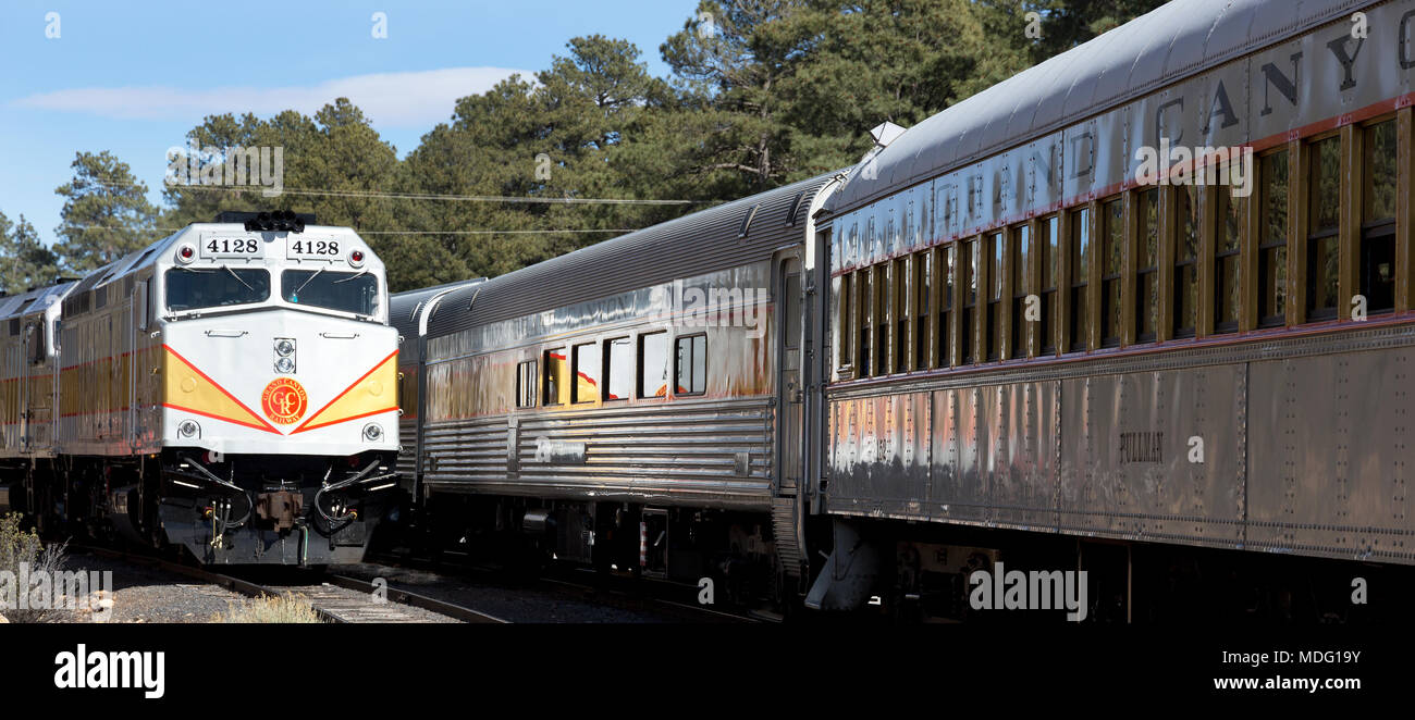 Grand Canyon Railroad train at South Rim, Grand Canyon National Park ...