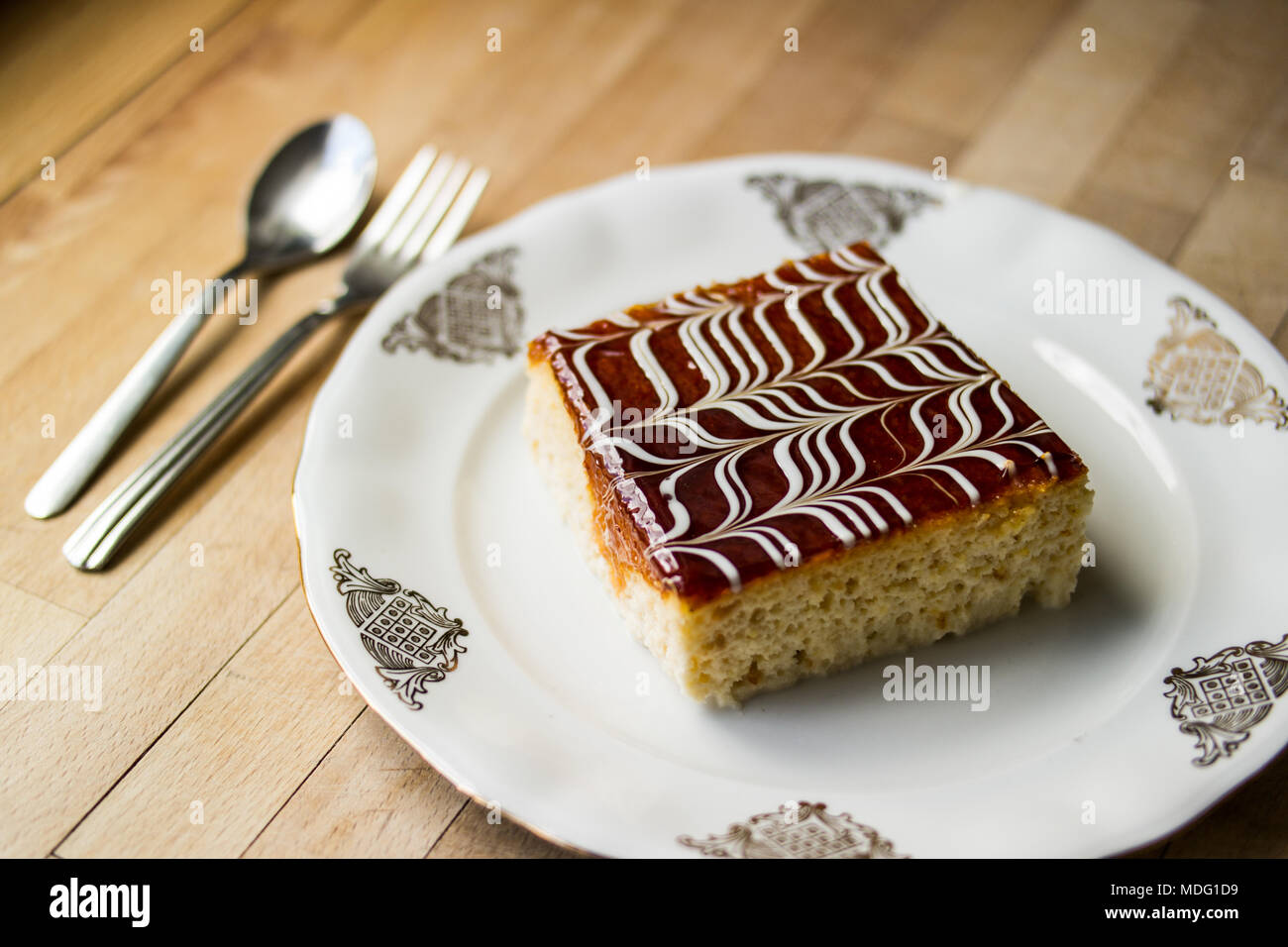 Balkan Dessert Trilece Sponge Cake Pudding made with Three Milk Stock ...