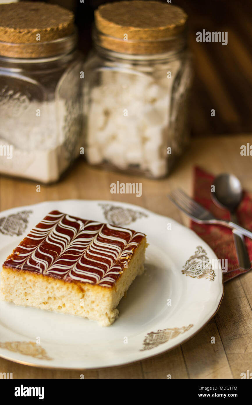 Balkan Dessert Trilece Sponge Cake Pudding made with Three Milk Stock ...