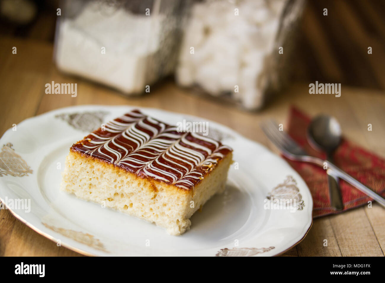 Balkan Dessert Trilece Sponge Cake Pudding made with Three Milk Stock ...