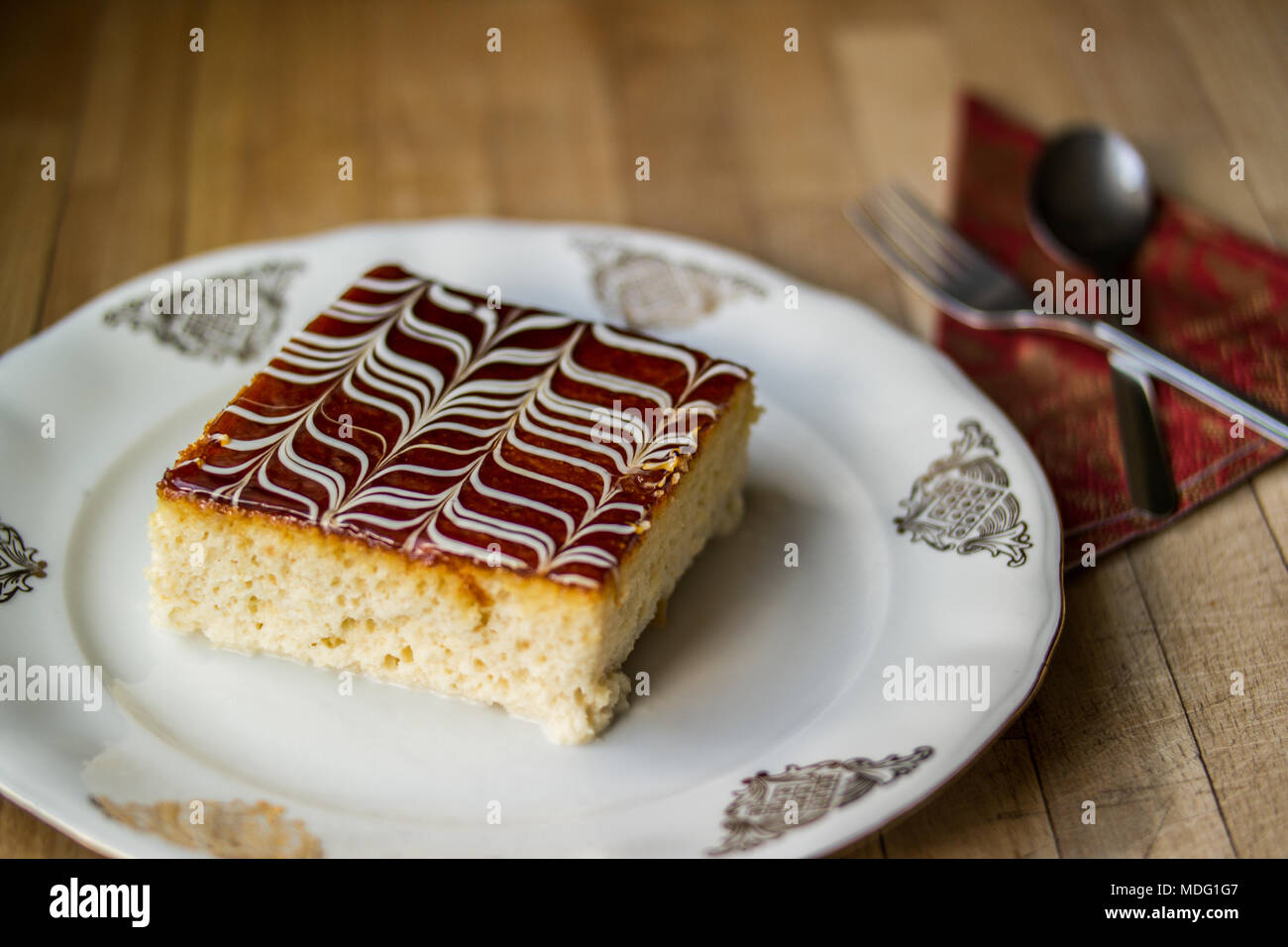 Balkan Dessert Trilece Sponge Cake Pudding made with Three Milk Stock ...