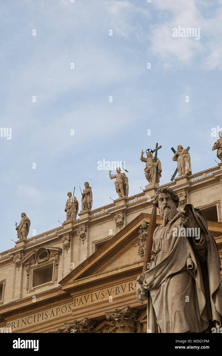 Statue of St Paul, in front of St Peter's Basilica, Vatican City, Rome ...