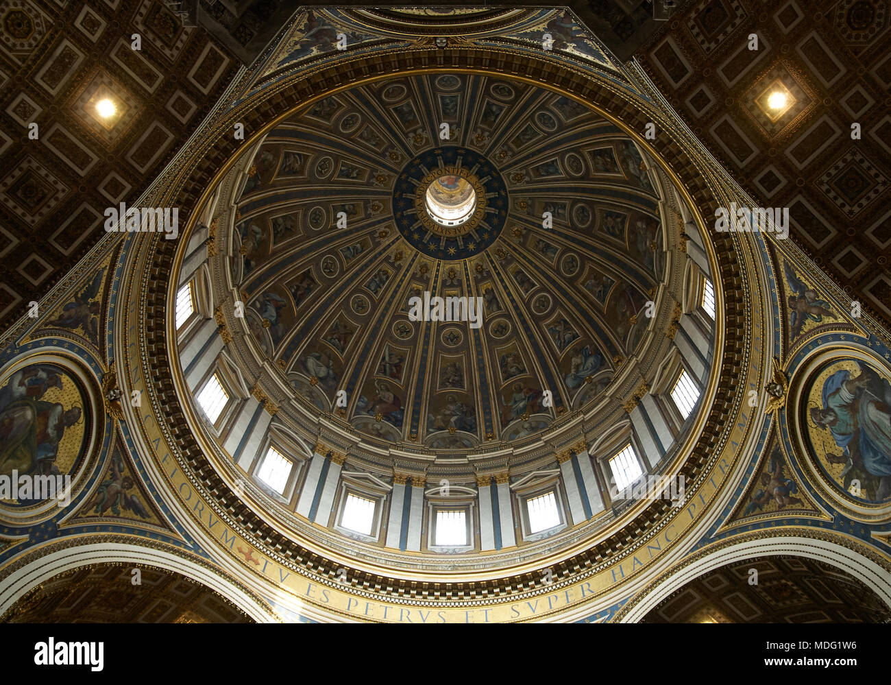 An interior view of the dome in St Peter's Basilica, Rome, Italy Stock ...