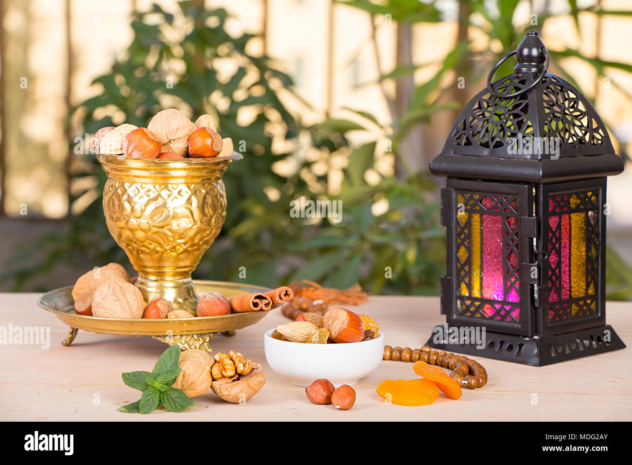 Ramadan Atmosphere - Collection of Ramadan Fruits and Nuts with Lantern ...