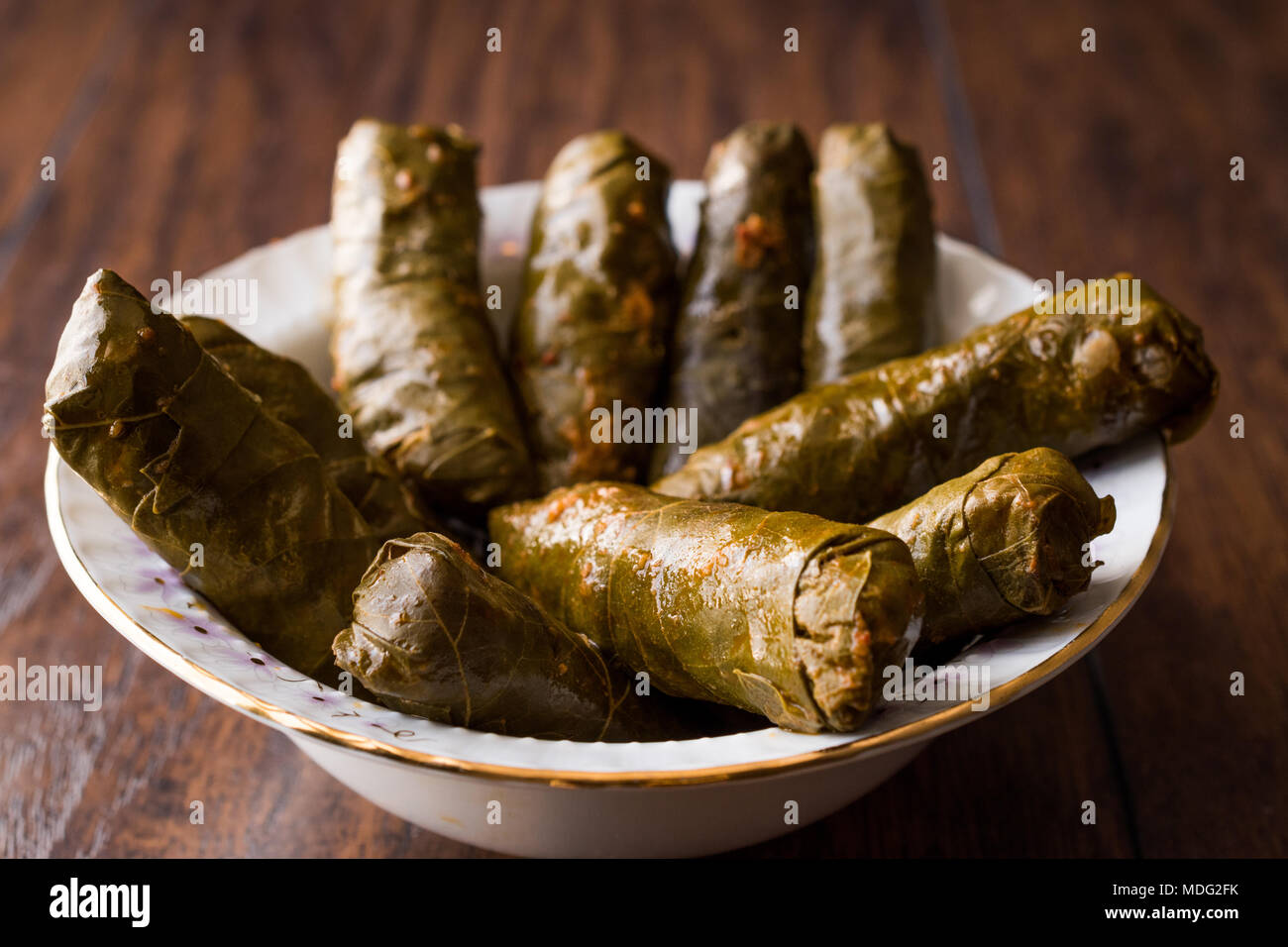 Turkish Food Dolma Stuffed Grape Leaves with Minced Meat, Rice and ...