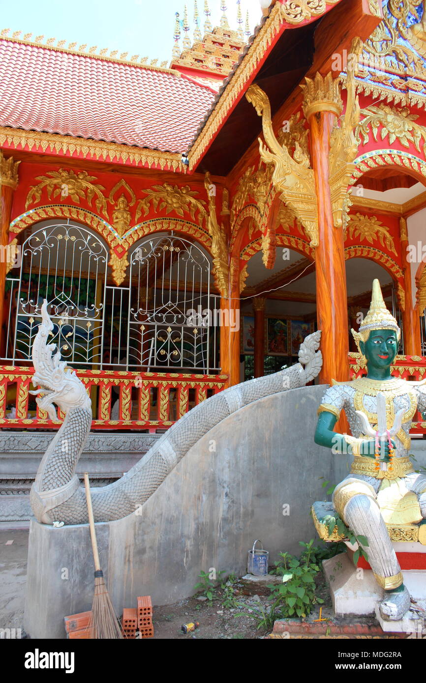 Unfinished painting on a naga railing at Wat Si Muang (or Simuong) in ...