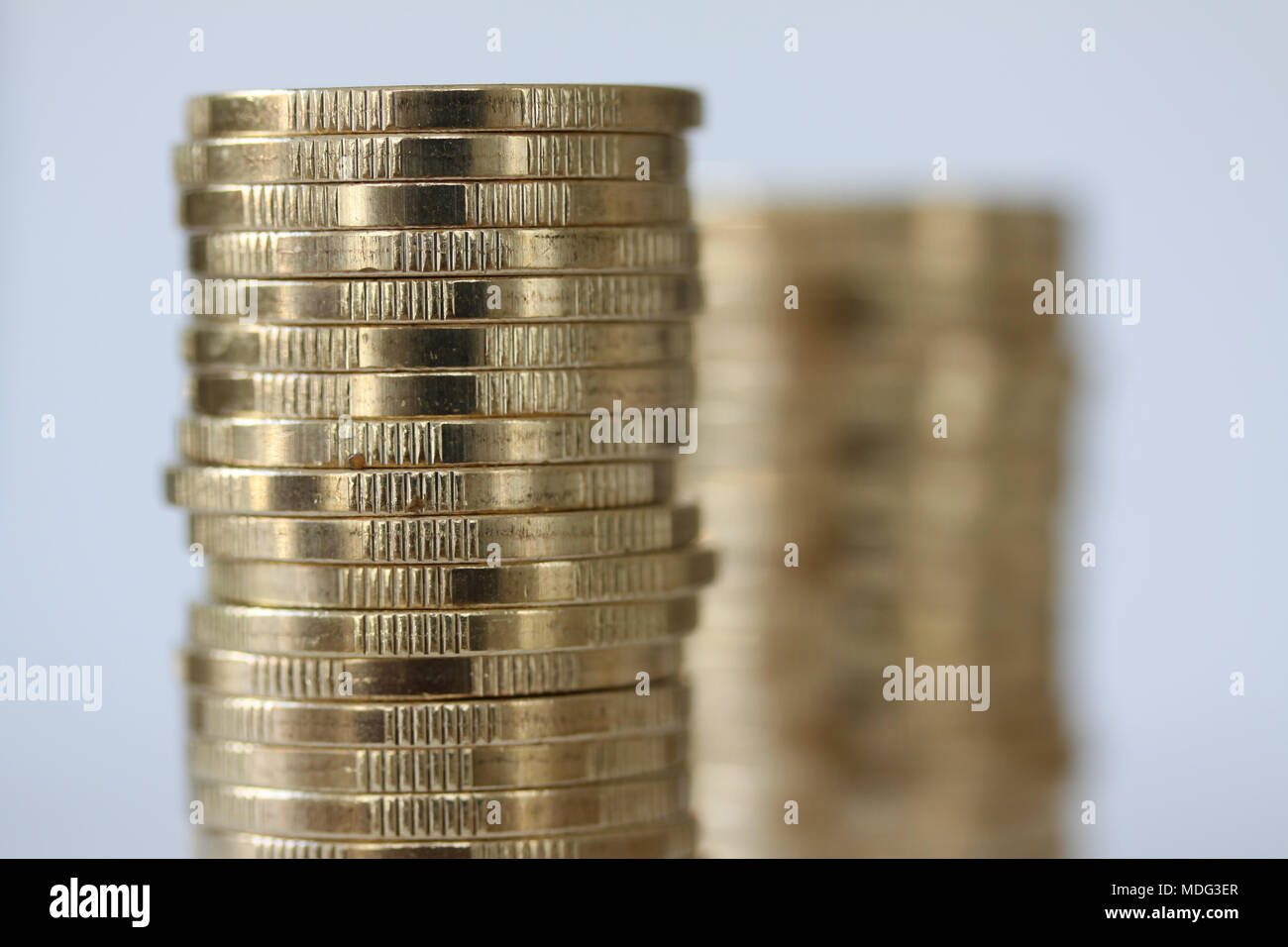 Close up money coins. Business and financial saving or investment ...