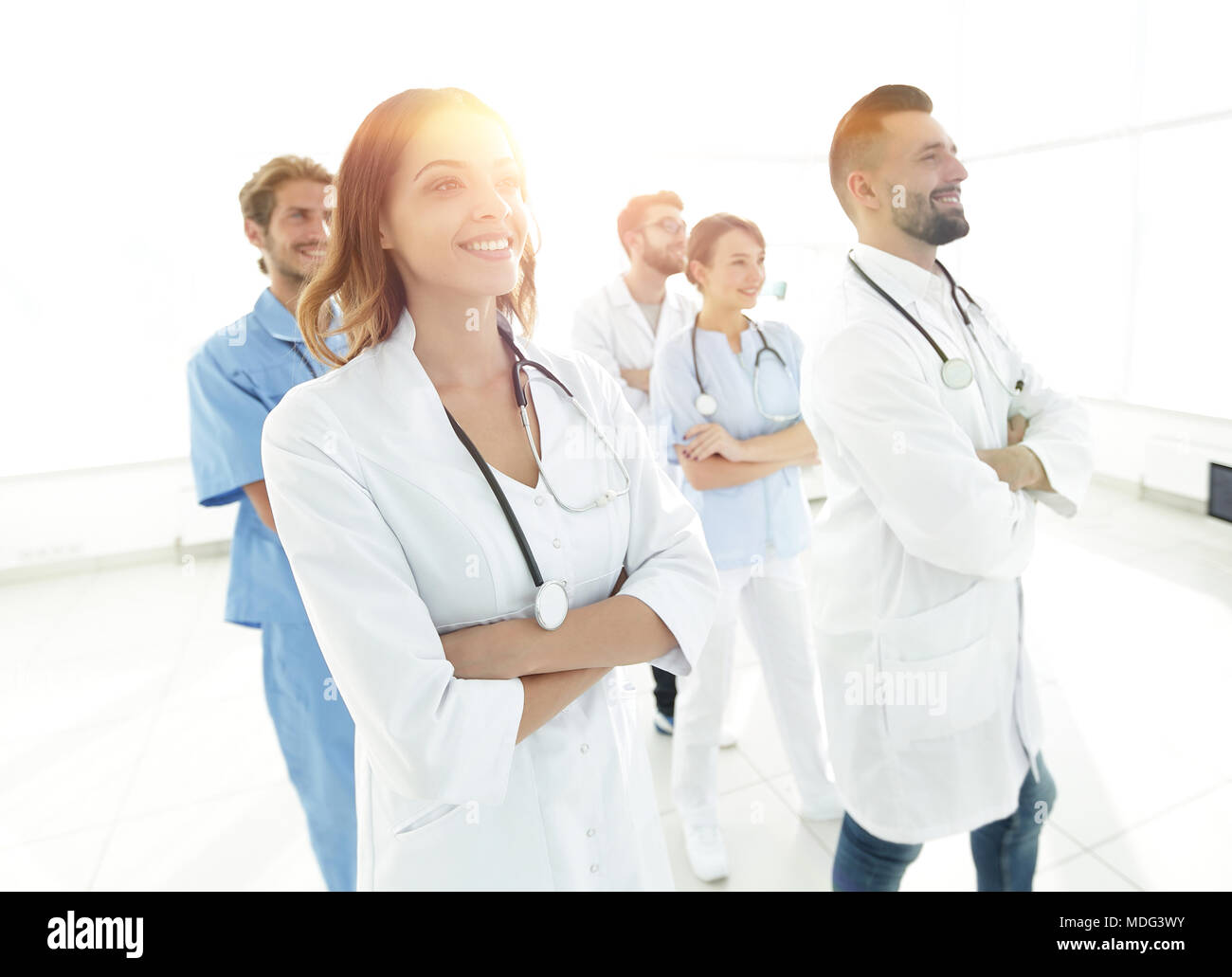 bottom view.professional team of doctors medical center Stock Photo - Alamy