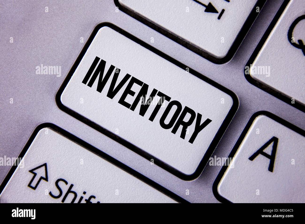 Handwriting text Inventory. Concept meaning Complete list of items like ...