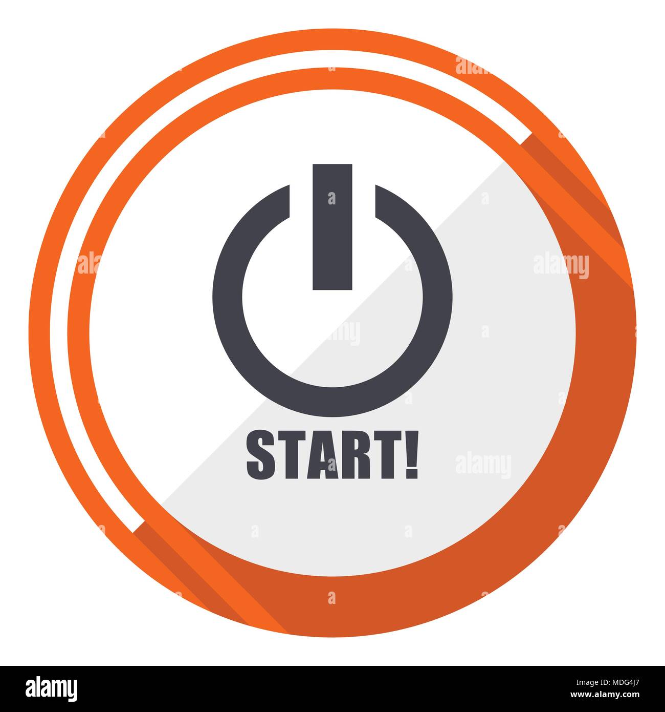 Start flat design orange round vector icon in eps 10 Stock Vector Image ...