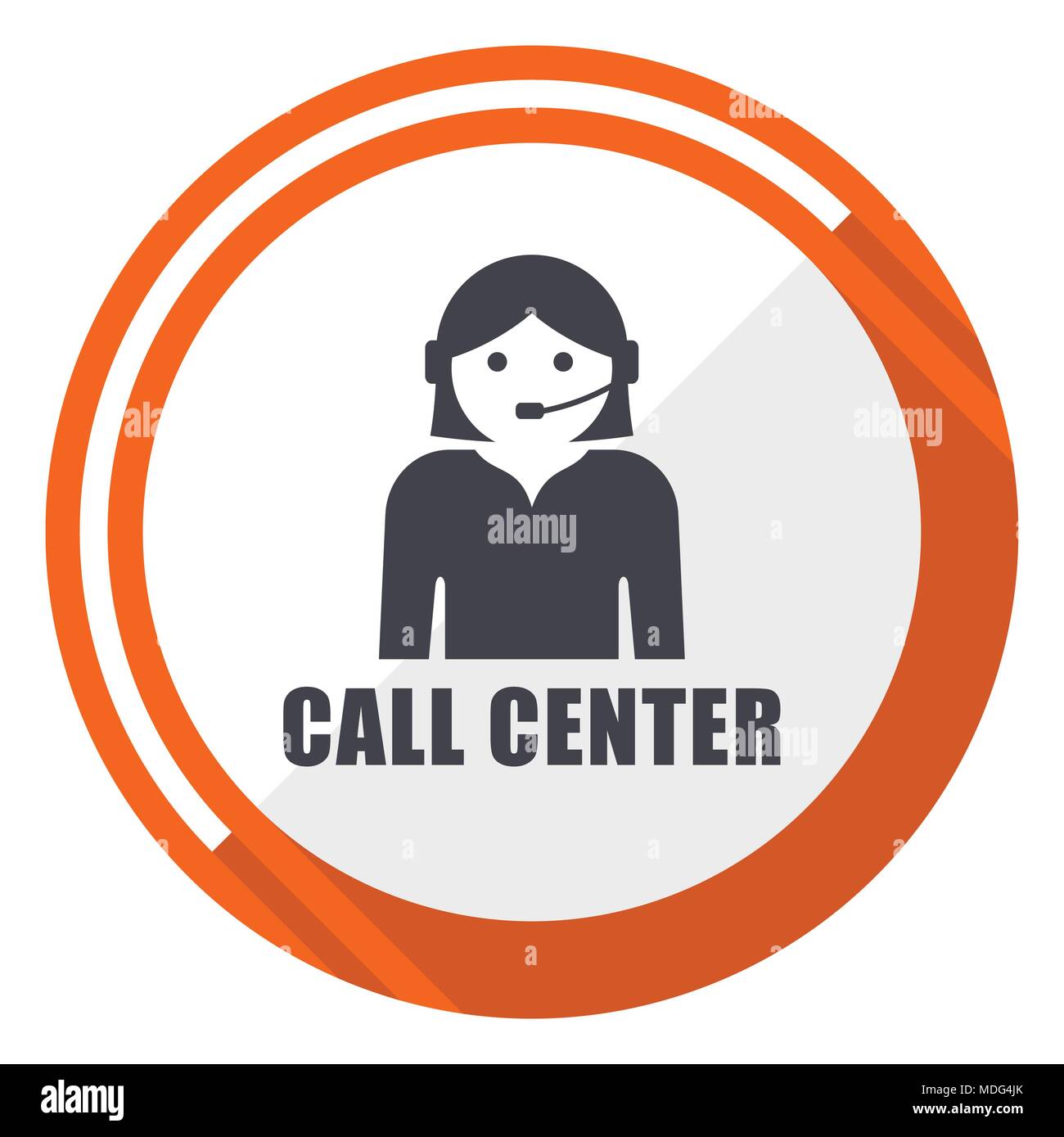 Call center flat design orange round vector icon in eps 10 Stock Vector ...