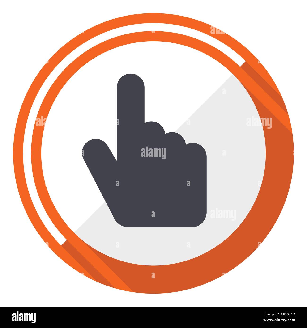 Hand, cursor flat design orange round vector icon in eps 10 Stock ...