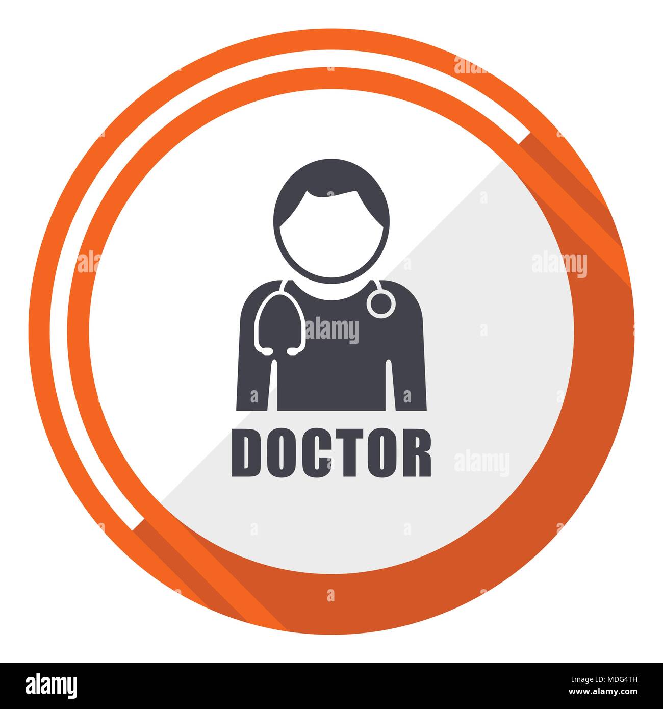 Doctor flat design orange round vector icon in eps 10 Stock Vector ...
