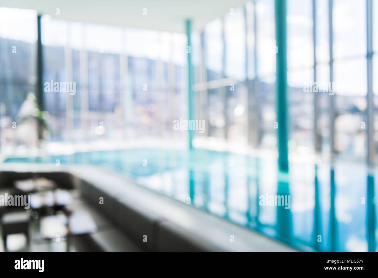 Abstract blur luxury indoor swimming pool background Stock Photo - Alamy