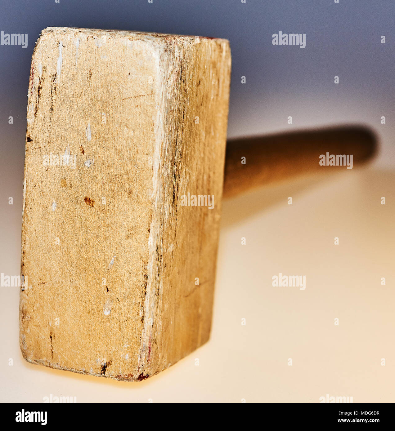 A hammer from a tree lies on an isolated background. The hammer was ...