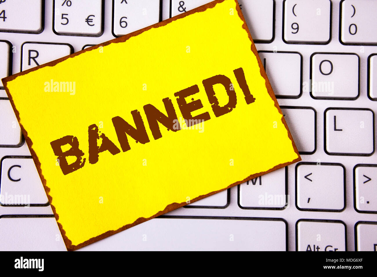 Text sign showing Banned Motivational Call. Conceptual photo Ban on use ...