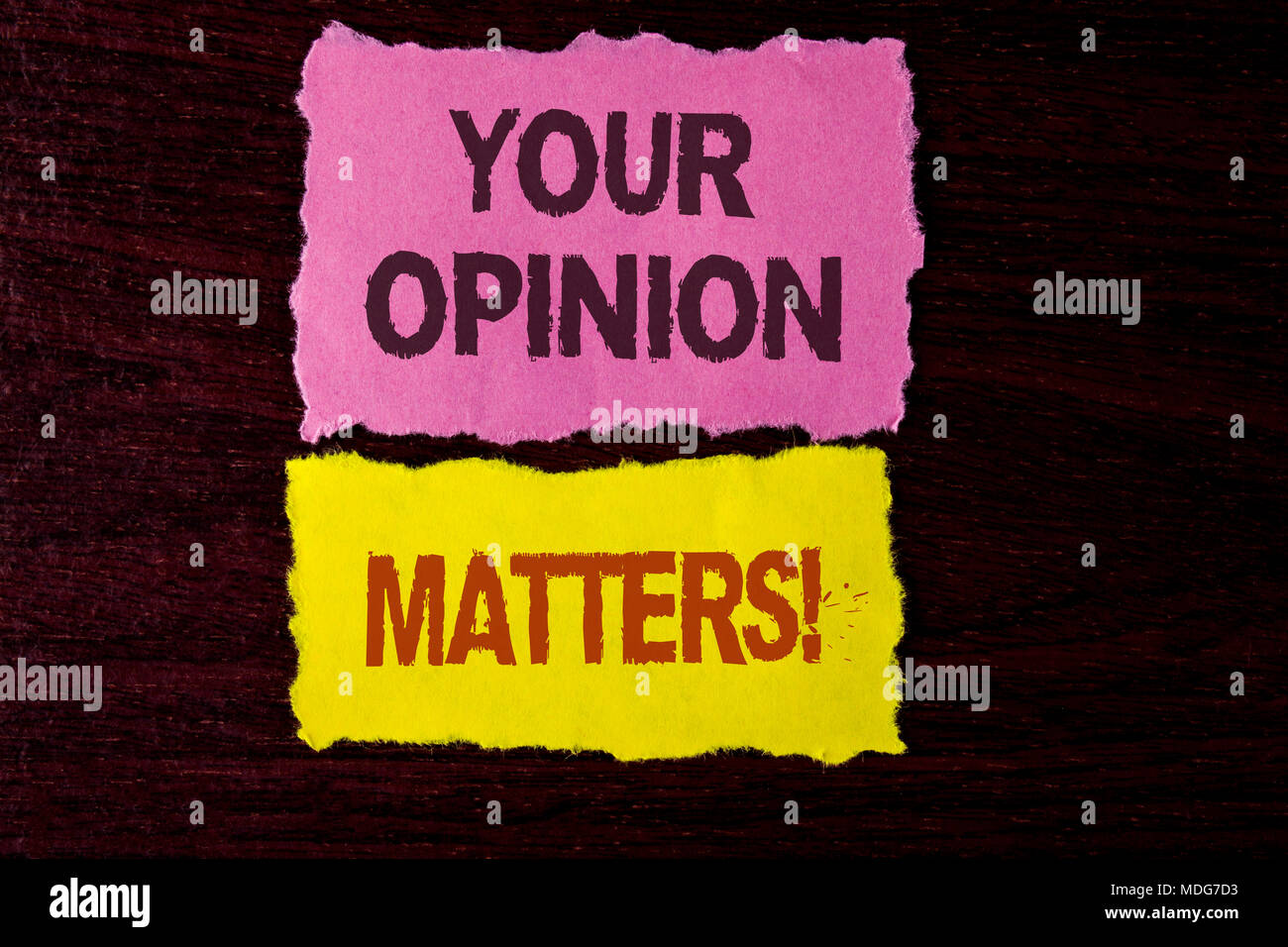 Writing note showing Your Opinion Matters Motivational Call. Business ...