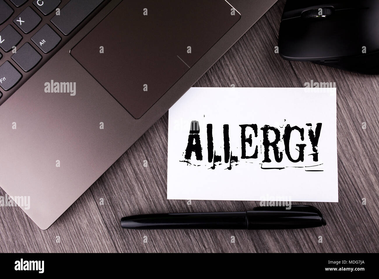 Writing note showing Allergy. Business photo showcasing damages in ...