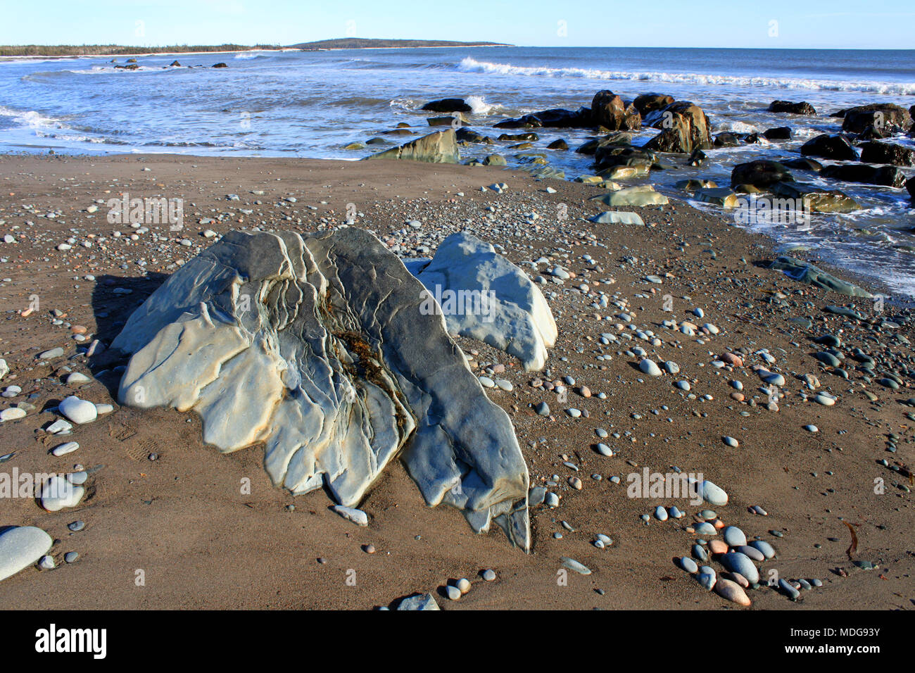 Rocks on shoreline at Long Beach, Lower East Chezzetcook, Nova Scotia ...