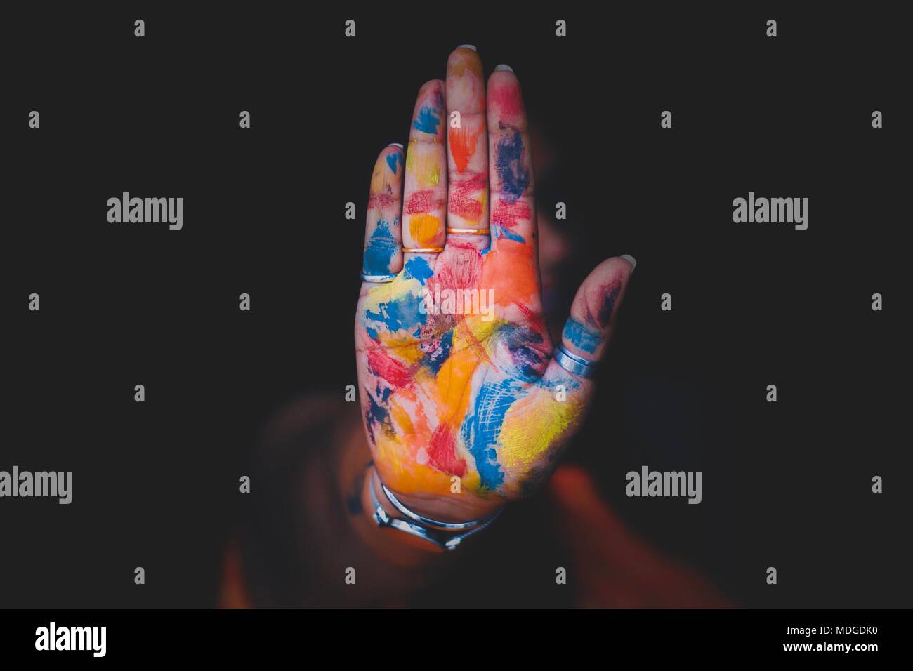 Colorful hand of a women Stock Photo - Alamy