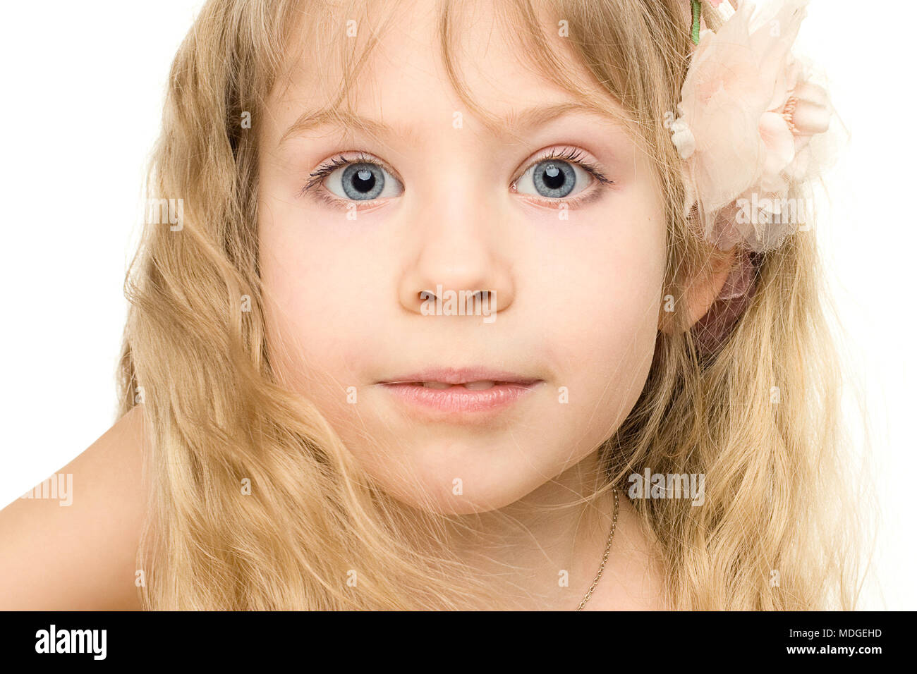 Smilingl Child Girl - Face Close-up Stock Photo - Alamy