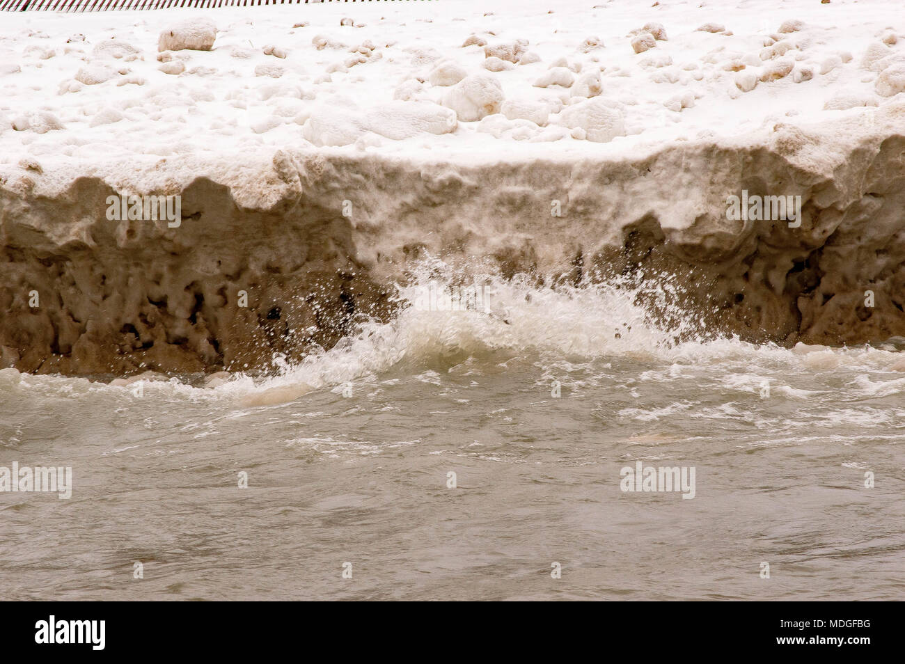 An angry Lake Huron after an April snow and ice storm Stock Photo - Alamy