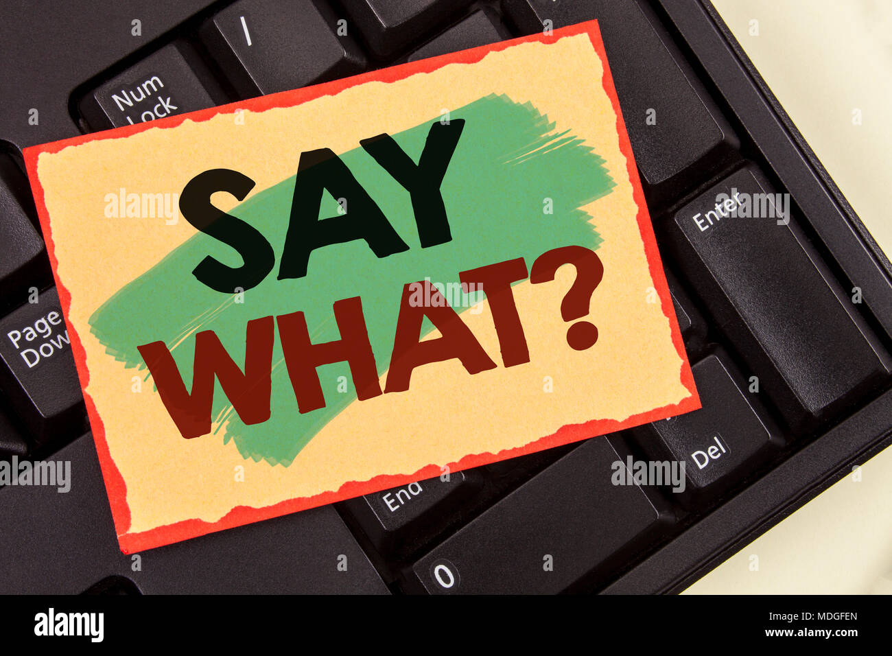 Writing note showing Say What Question. Business photo showcasing ...