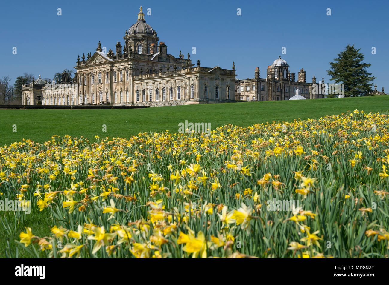 Castle Howard house and gardens which are a popular tourist attraction ...