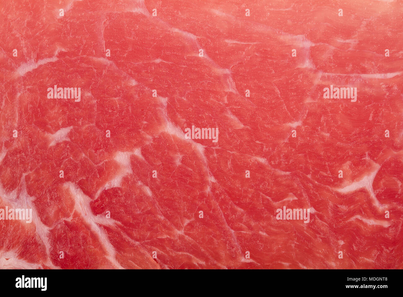 top view closeup detail of red slice texture of smoked pork loin ham ...