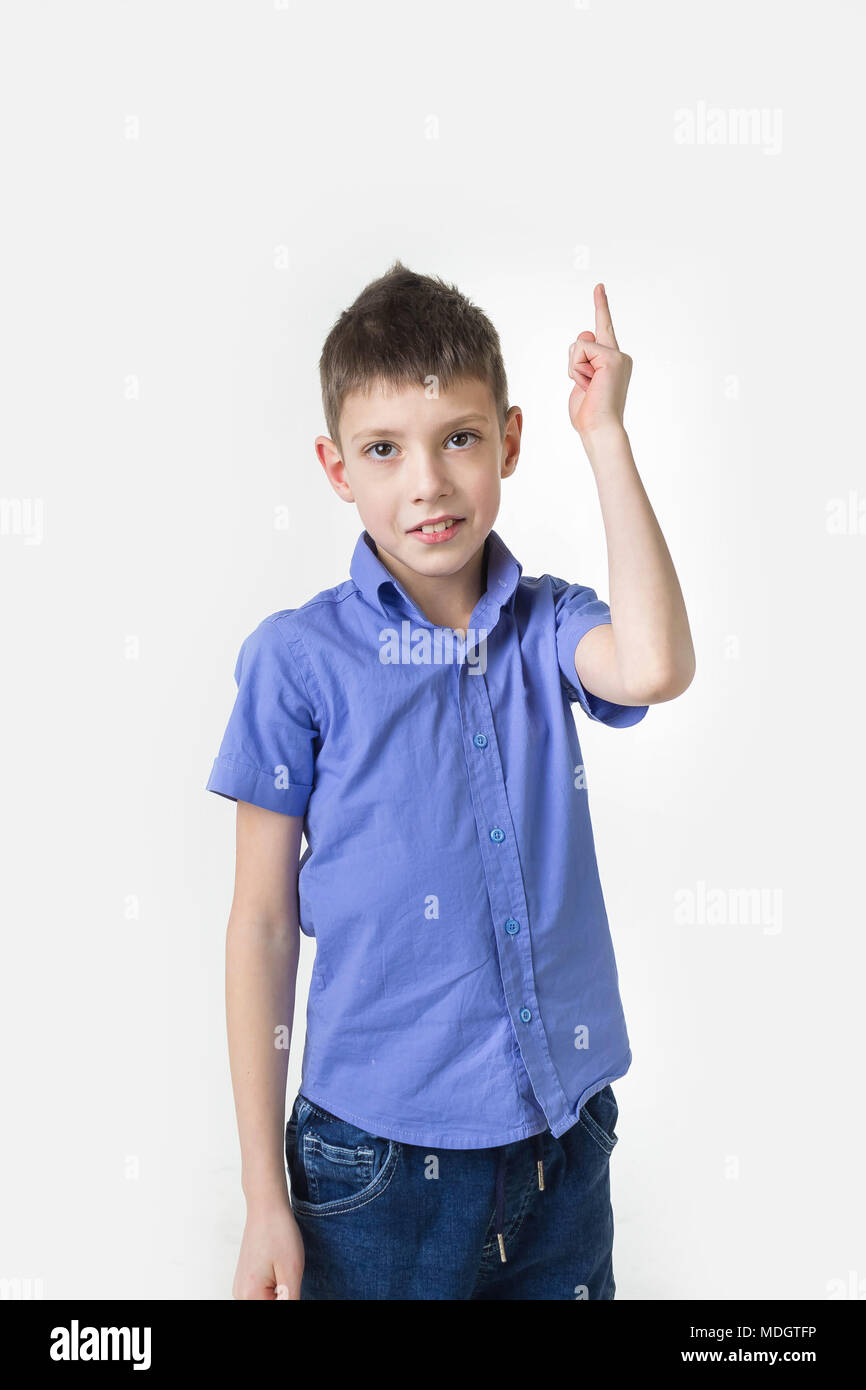 Portrait of smiling teen boy. Happy teenager wearing t-shirt Stock Photo - Alamy