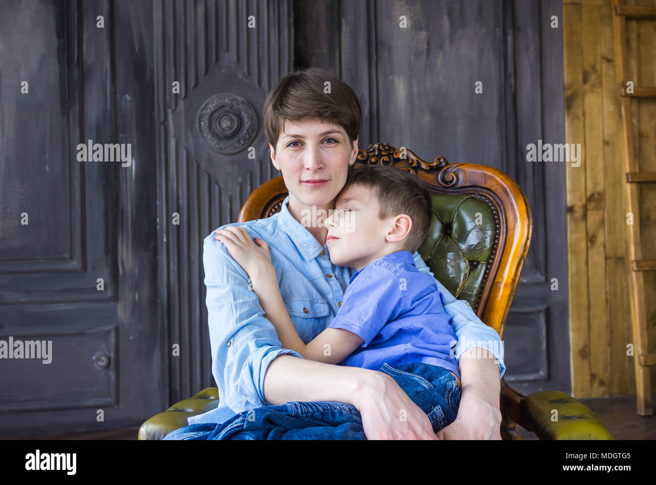 Mother's Day concept: Happy smiling mother and son Stock Photo - Alamy