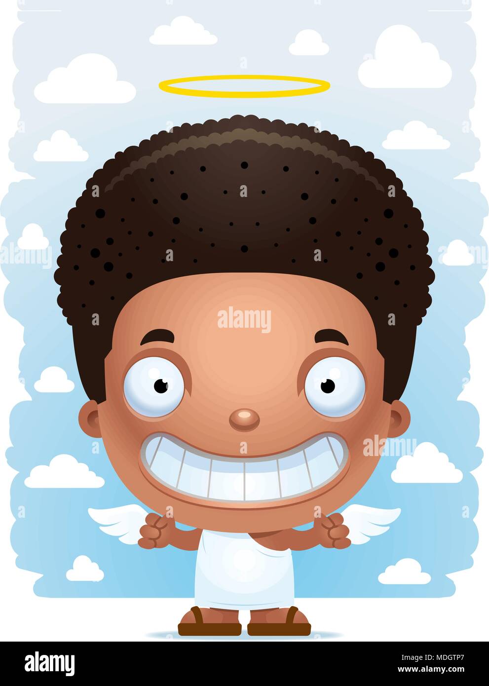 A cartoon illustration of a boy angel standing and smiling Stock Vector ...