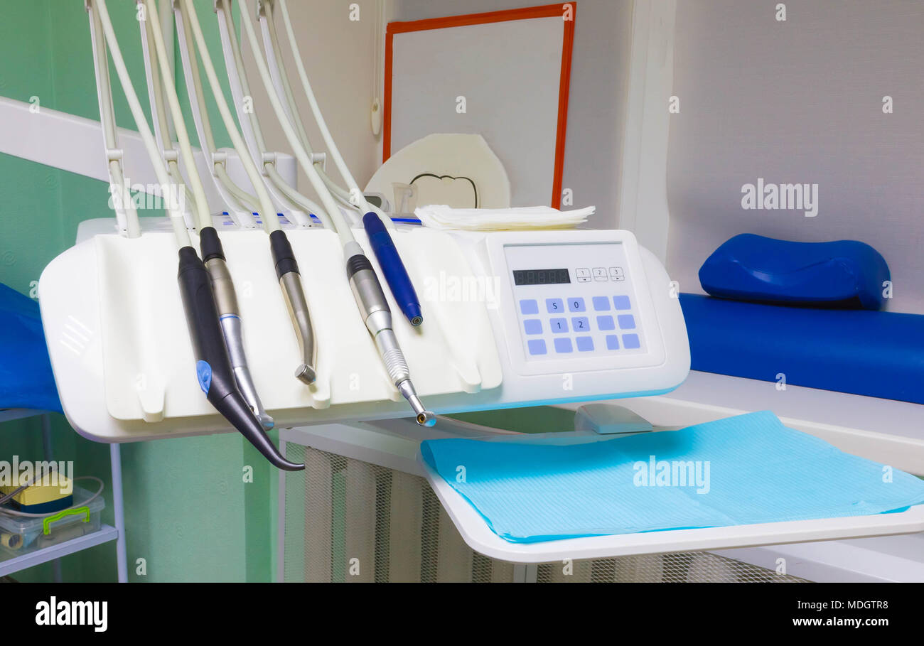 Different dental instruments and tools in a dentists office Stock Photo ...