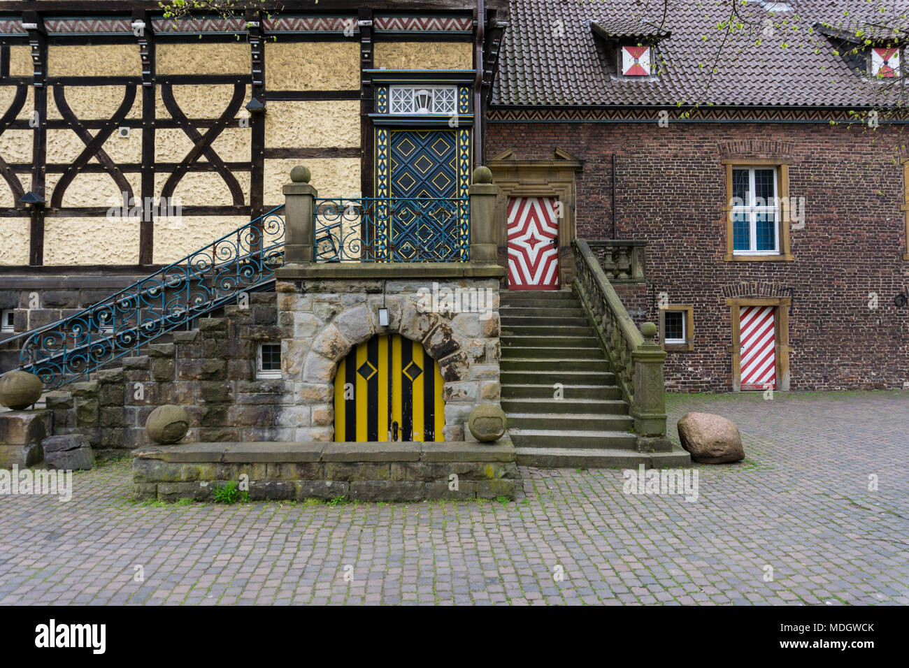 Castle closed doors window wall medieval fort Stock Photo - Alamy