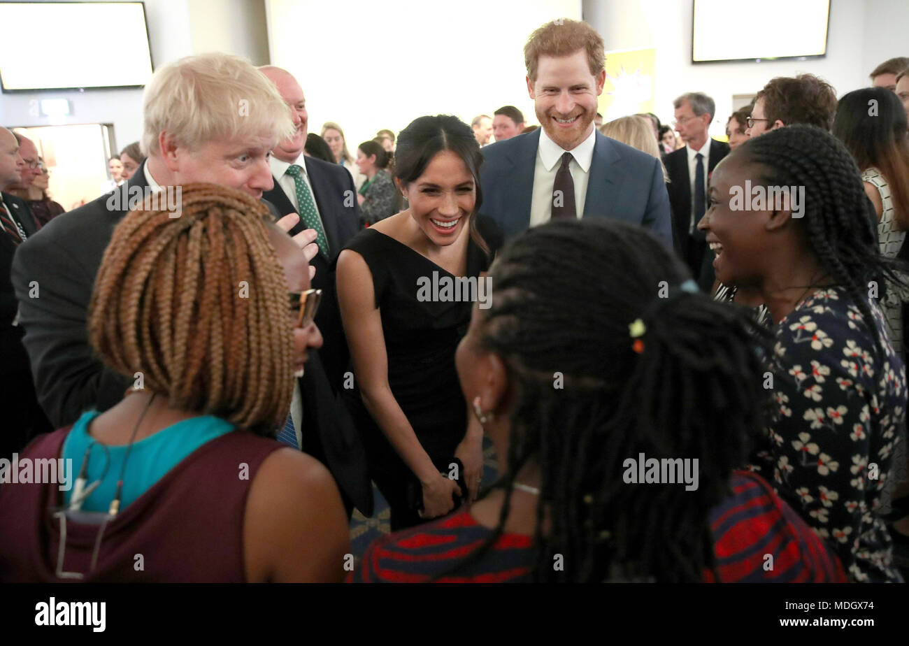 Foreign Secretary Boris Johnson, Prince Harry and Meghan Markle speak ...