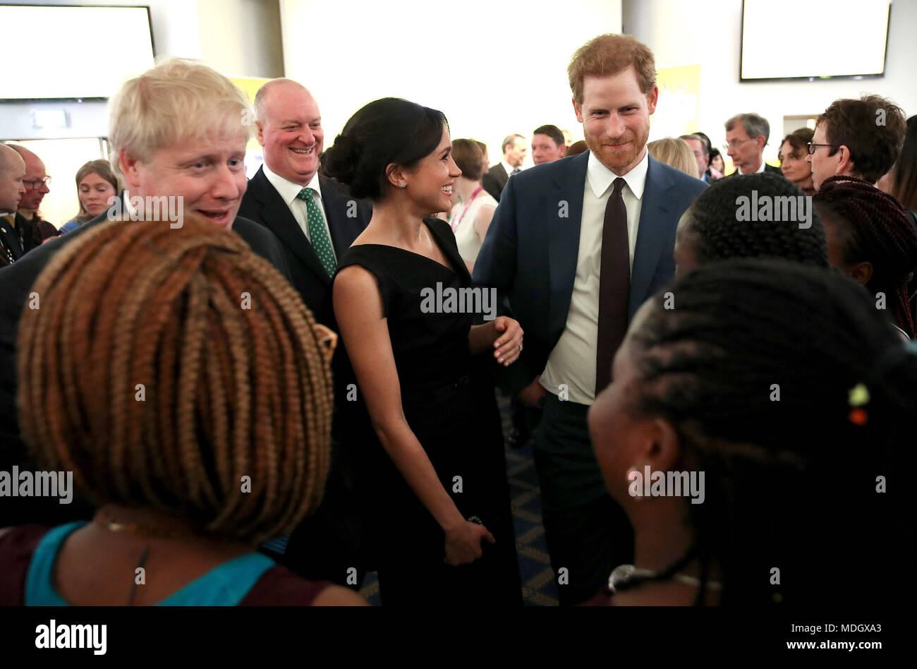 Foreign Secretary Boris Johnson, Prince Harry and Meghan Markle speak ...