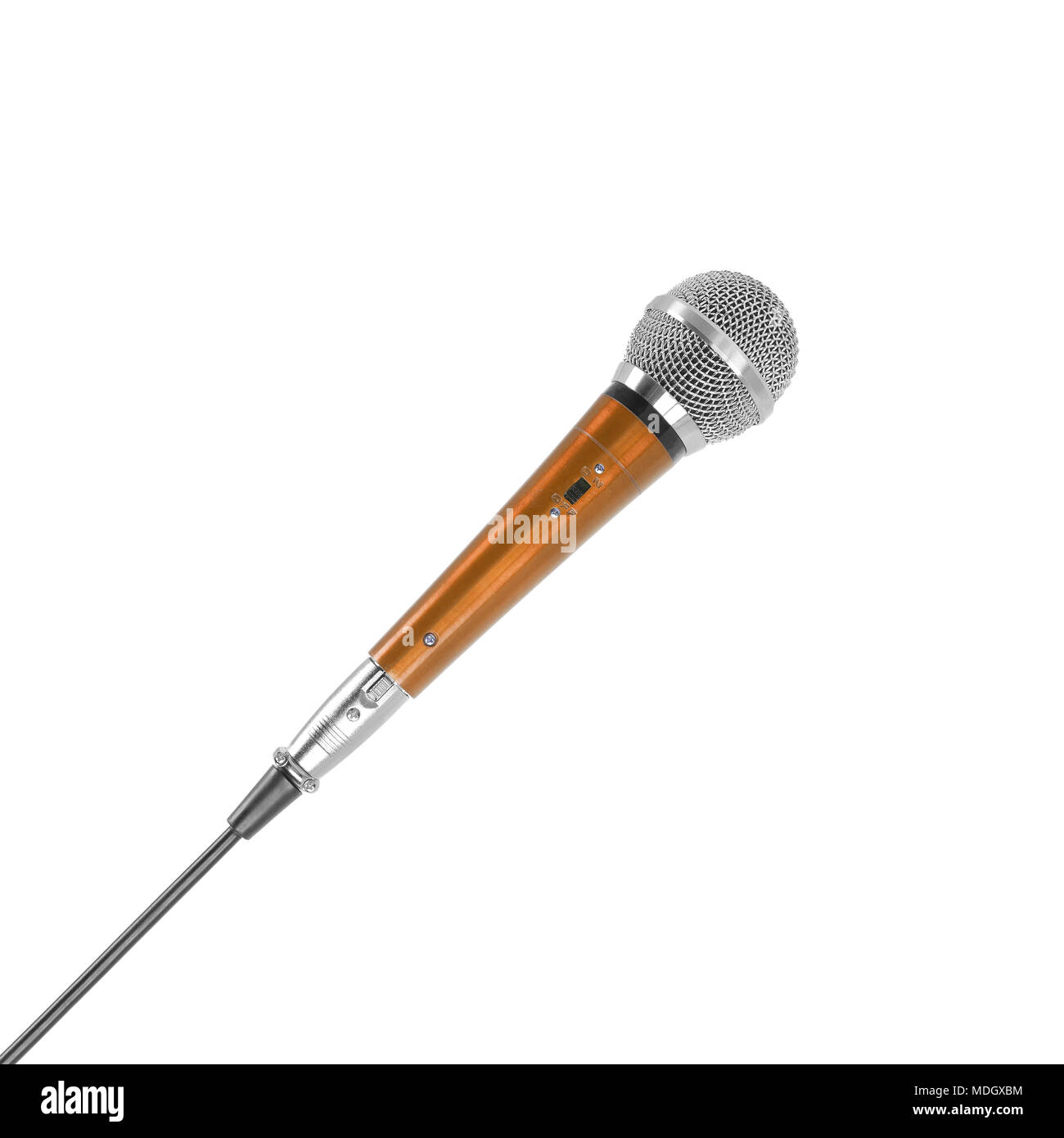 Music and sound - Vintage orange vocal microphone isolated on a white ...