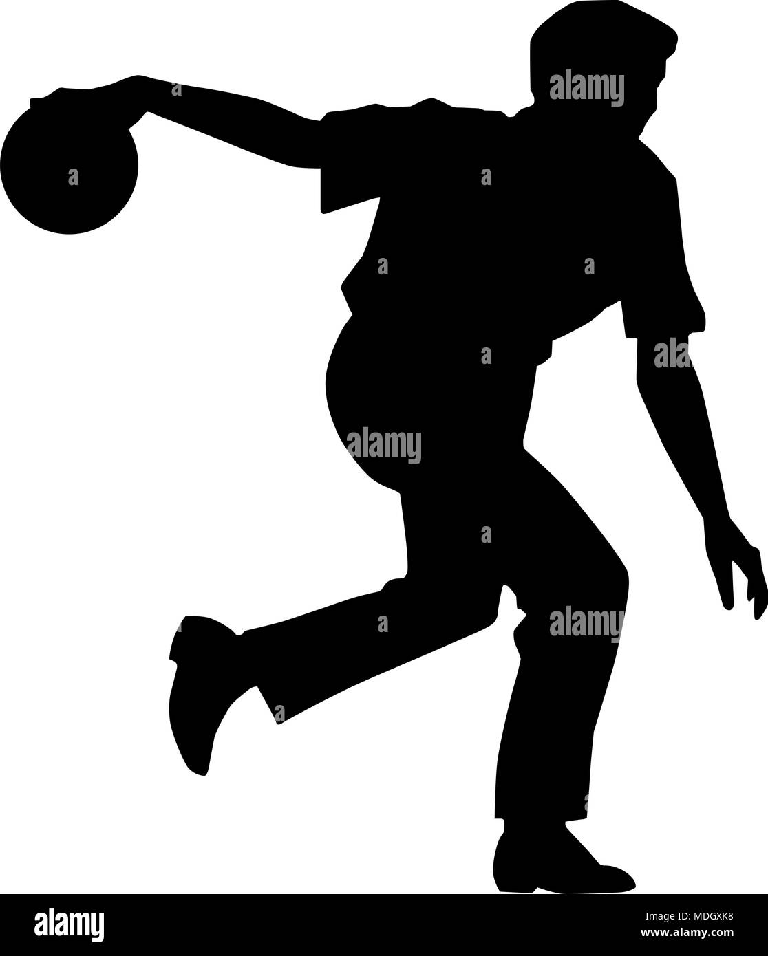Bowler Silhouette - Retro Clipart Illustration Stock Vector Image & Art ...